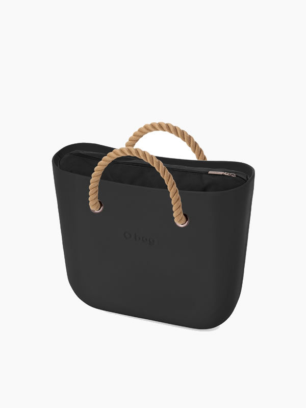O bag black with natural short handles mini combo | O bag UK